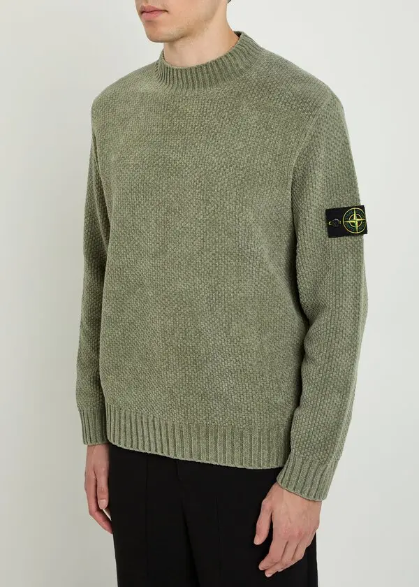 Stone Island Logo Cotton Jumper - Sage