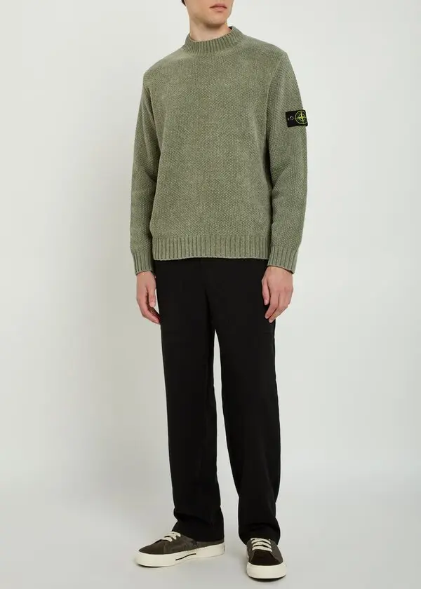 Stone Island Logo Cotton Jumper - Sage