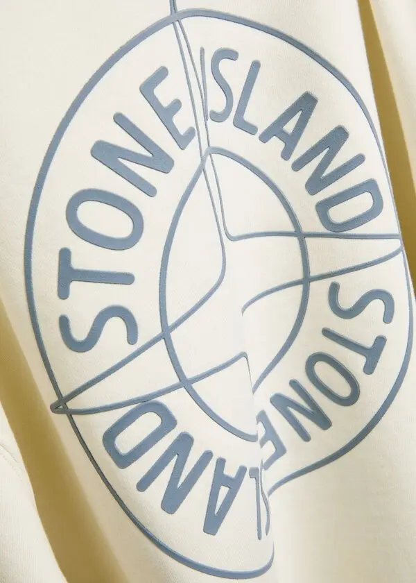 Stone Island Logo-print Cotton Sweatshirt - Ivory