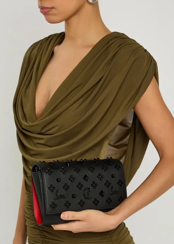 CHRISTIAN LOUBOUTIN Paloma Stud-embellished Leather Clutch - Black