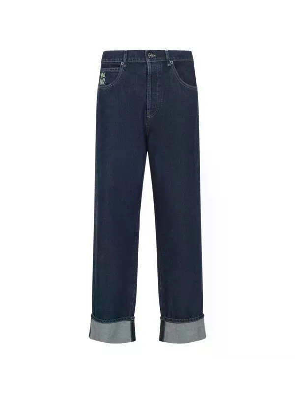 Marni Cuffed Denim Jeans With Embroidery