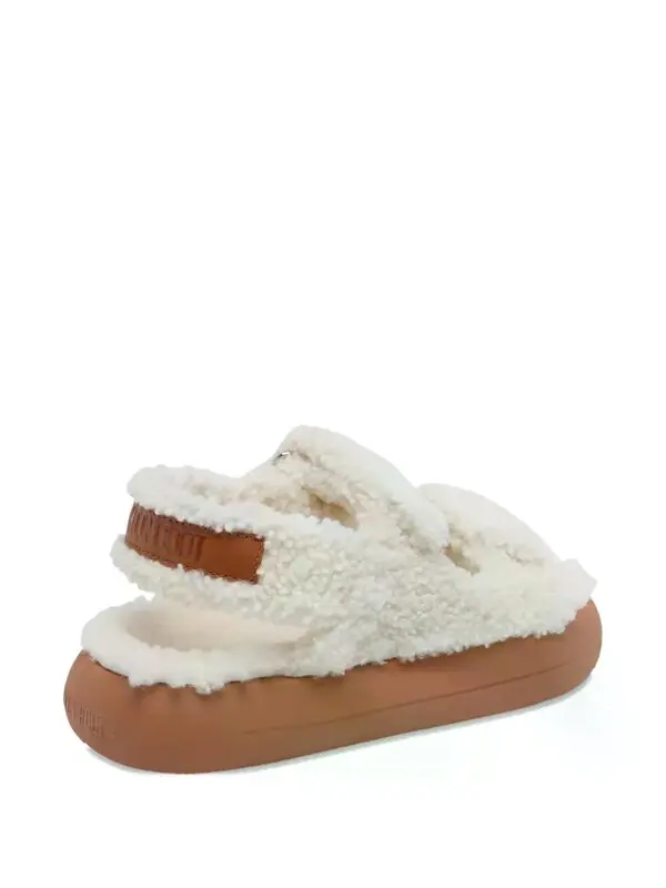 Moon Boot Shearling Platform Sandals - White