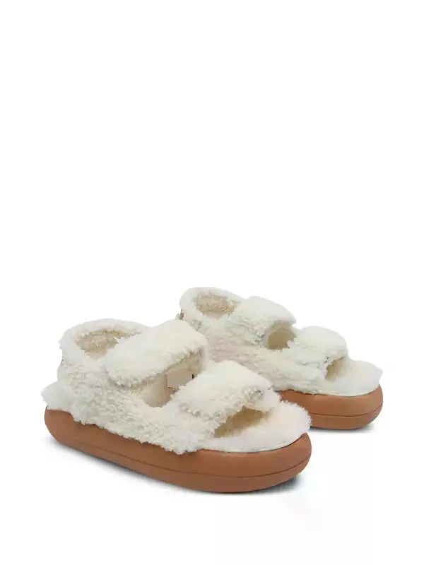 Moon Boot Shearling Platform Sandals - White
