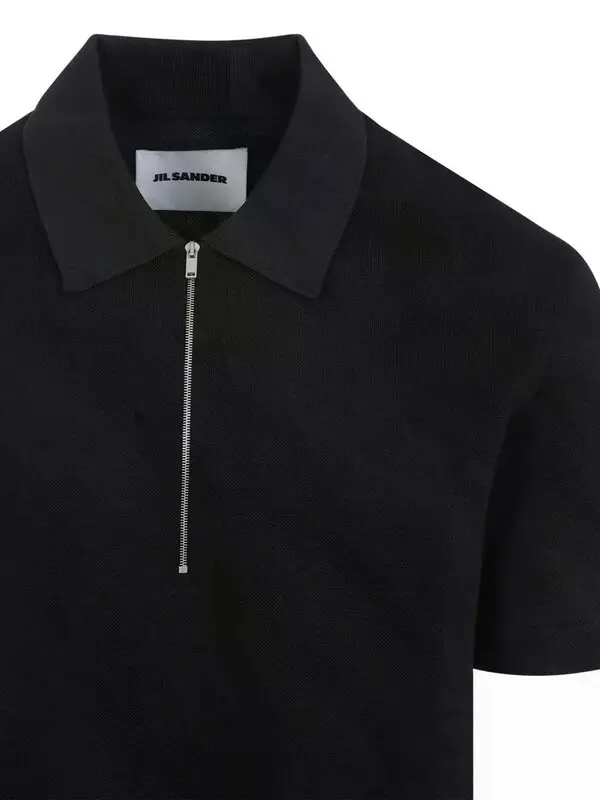 JIL SANDER Zip Polo Shirt - Black