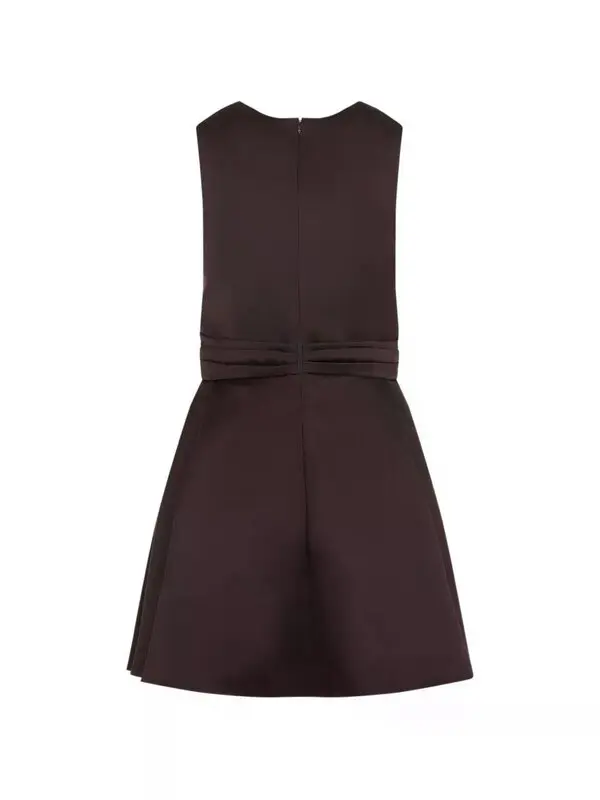 Elisabetta Franchi Duchess Satin Dress With Jewel Detail - Brown