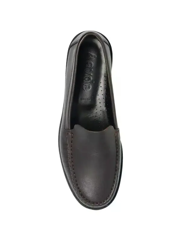 AeydĒ Arthur Topstitched Leather Loafers - Brown