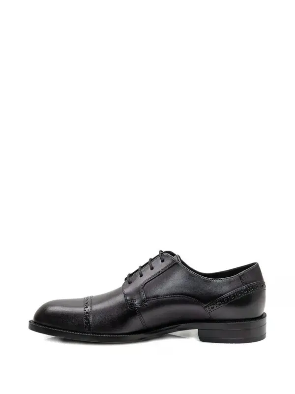 BOSS Leather Derby Shoes With Brogue Detailing - Black