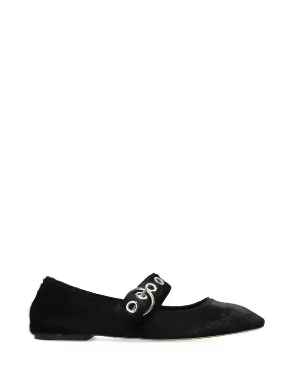 AeydĒ Eyelet Uma Flat Pumps - Black