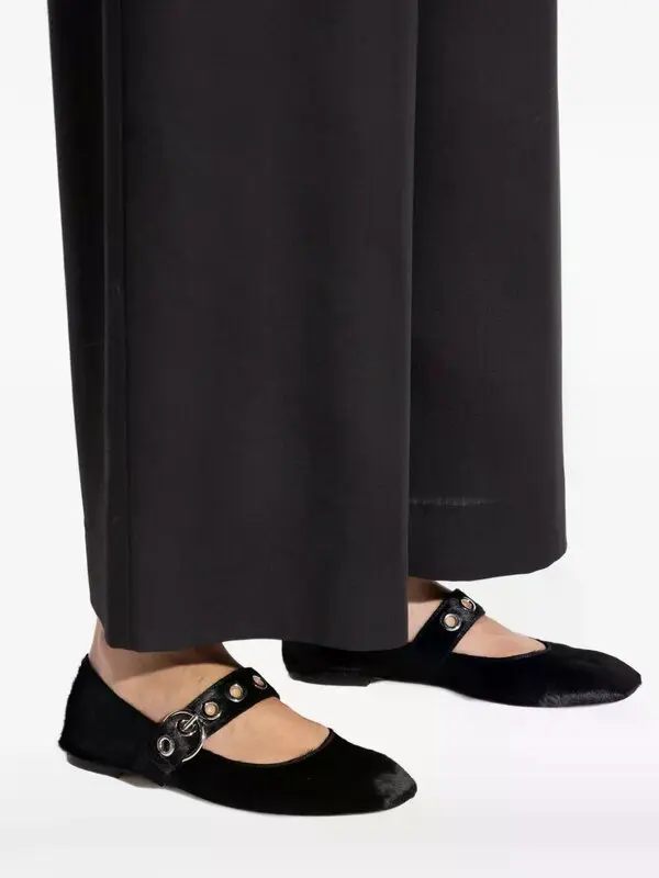 AeydĒ Eyelet Uma Flat Pumps - Black