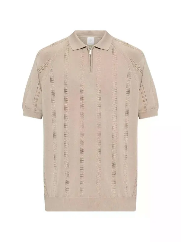 Eleventy Zip Striped Knitted Polo Shirt