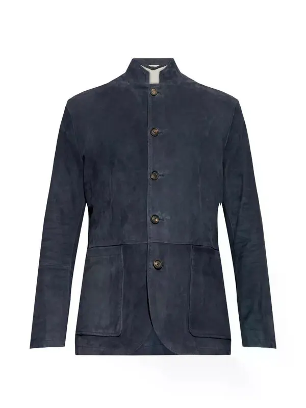 Eleventy Button Lambskin Jacket - Blue