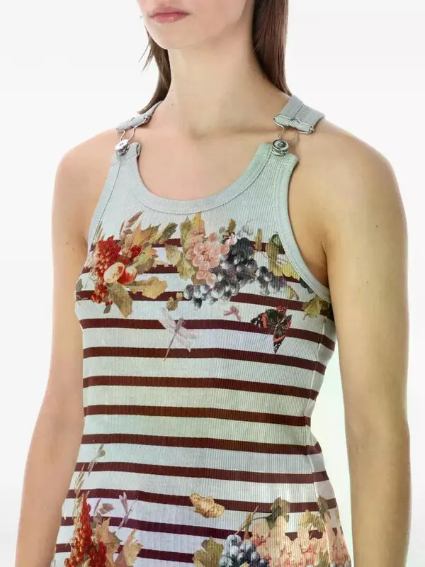 JEAN PAUL GAULTIER Ribbed Floral Tank Top - Blue