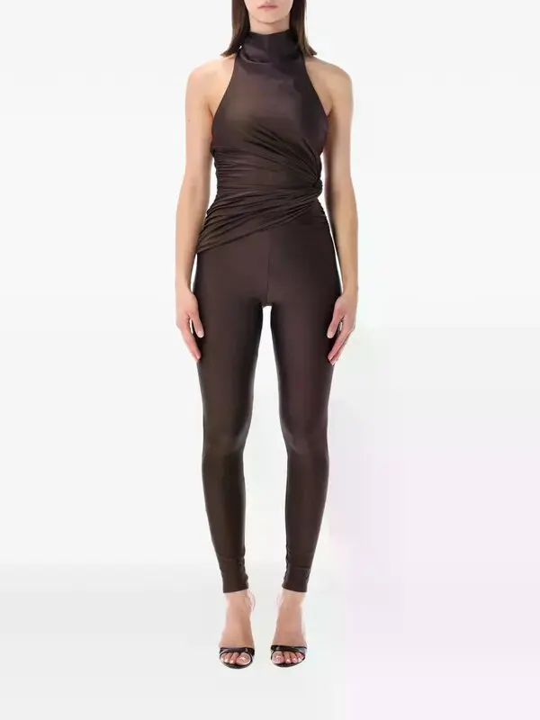 Andamane Tatiana Halterneck Twisted Jumpsuit - Brown
