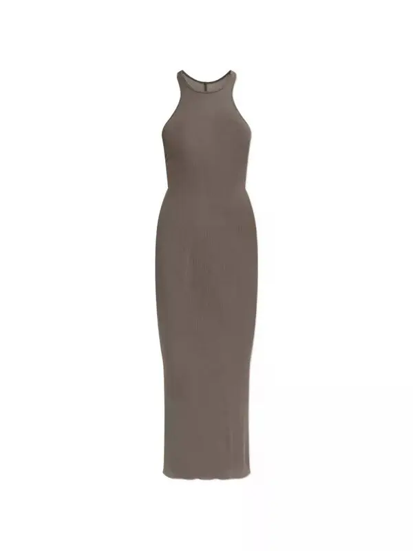Rick Owens Ribbed Knit Racerback Midi Dress - Grey