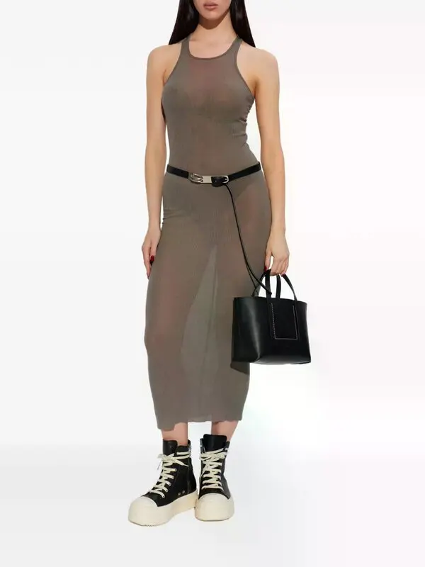 Rick Owens Ribbed Knit Racerback Midi Dress - Grey - 34% Off | Editorialist