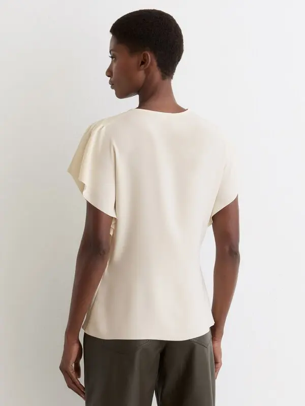 REISS Natalie Asymmetric Drape-neck Top - Ivory