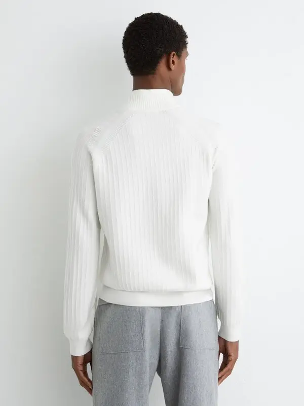 REISS Aldershot Textured-knit Half-zip Jumper With Wool - White