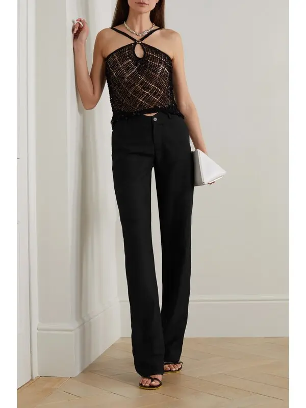 SUPRIYA LELE Paneled Wide-leg Wool-blend Pants