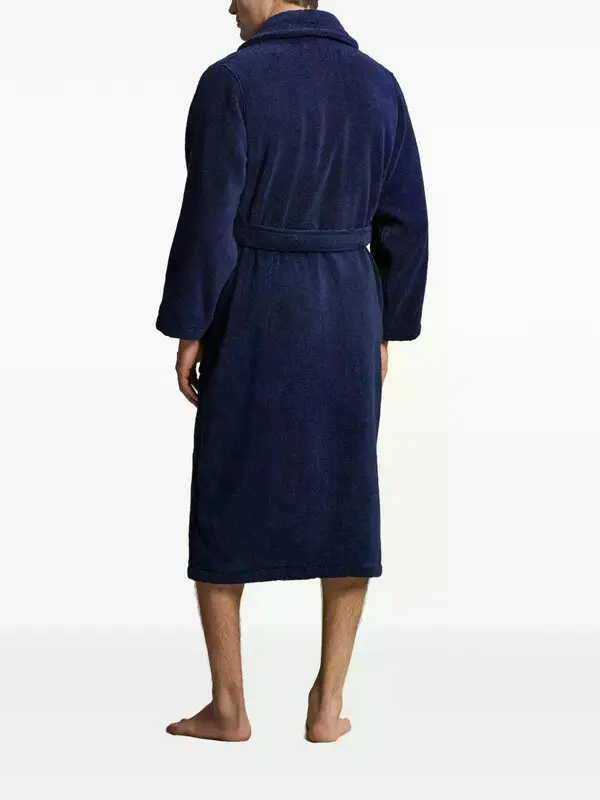 Polo Ralph Lauren Embroidered-logo Kimono-style Bathrobe - Blue