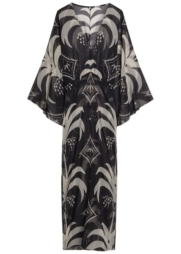 Johanna Ortiz Patterned Georgette Maxi Kaftan - Black