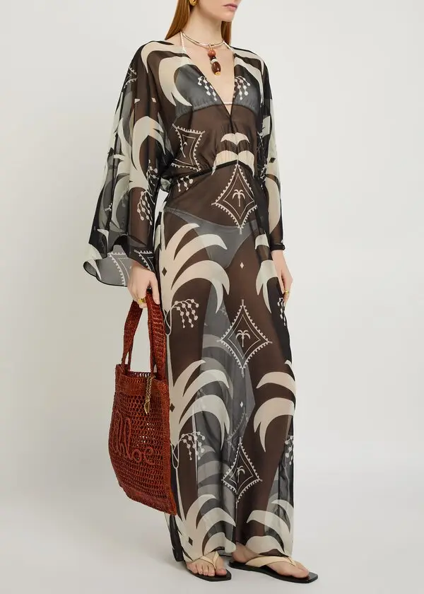 Johanna Ortiz Patterned Georgette Maxi Kaftan