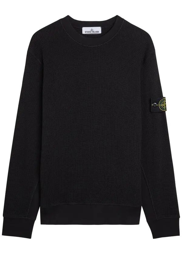 Stone Island Waffle Cotton Jumper - Black