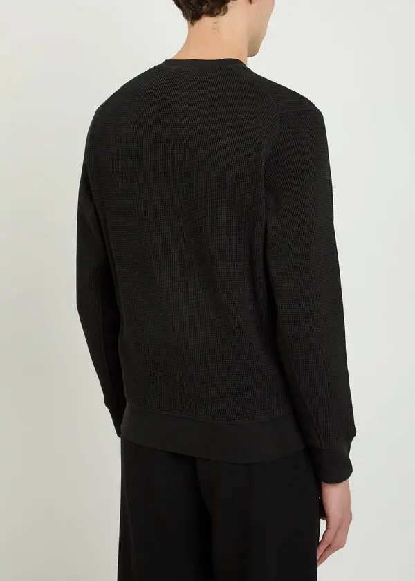 Stone Island Waffle Knit Cotton Jumper - Black
