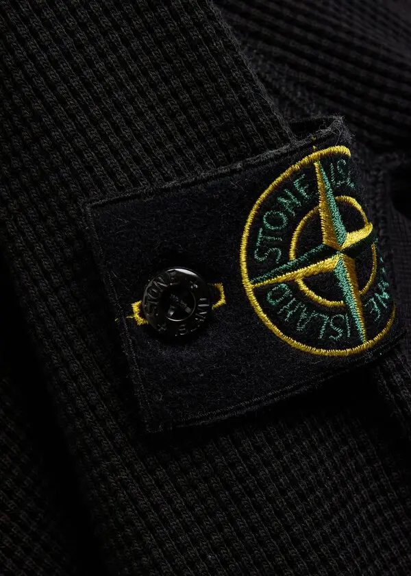 Stone Island Waffle Knit Cotton Jumper - Black
