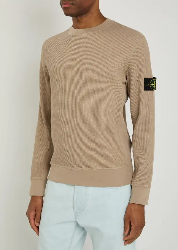Stone Island Waffle Knit Cotton Jumper - Sand