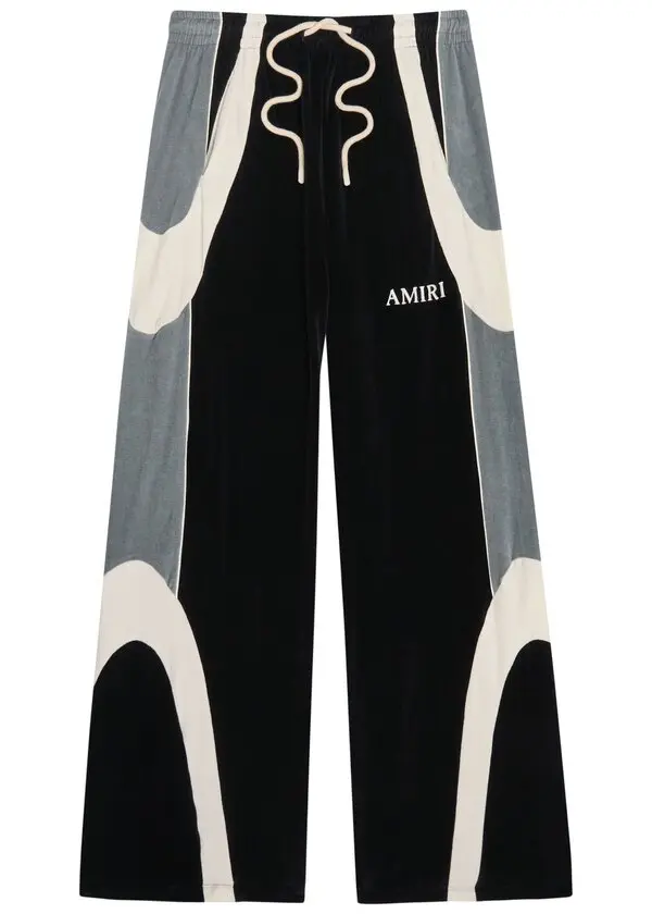 Amiri Colour-blocked Velour Track Pants