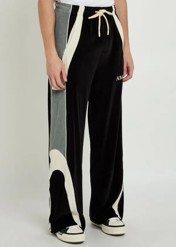 Amiri Colour-blocked Velour Track Pants