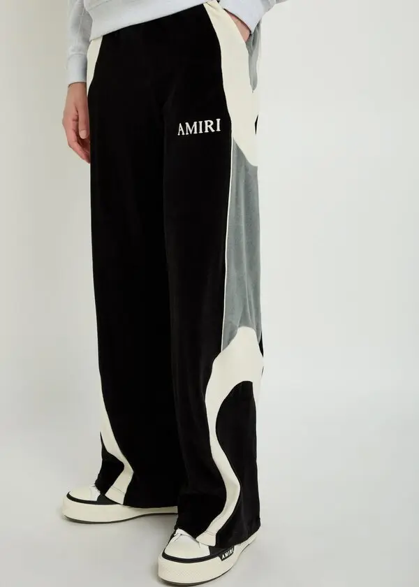 Amiri Colour-blocked Velour Track Pants