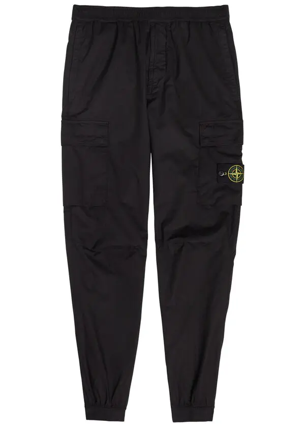 Stone Island Stretch-cotton Cargo Trousers - Black