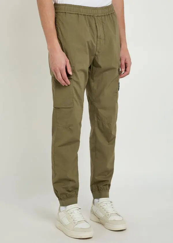 Stone Island Stretch-cotton Cargo Trousers - Green