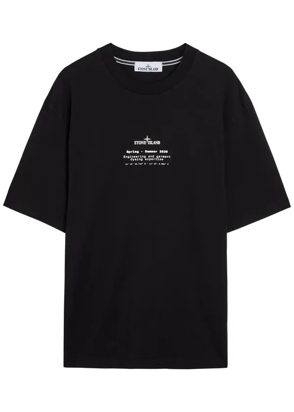Stone Island Logo-print Cotton T-shirt - Black