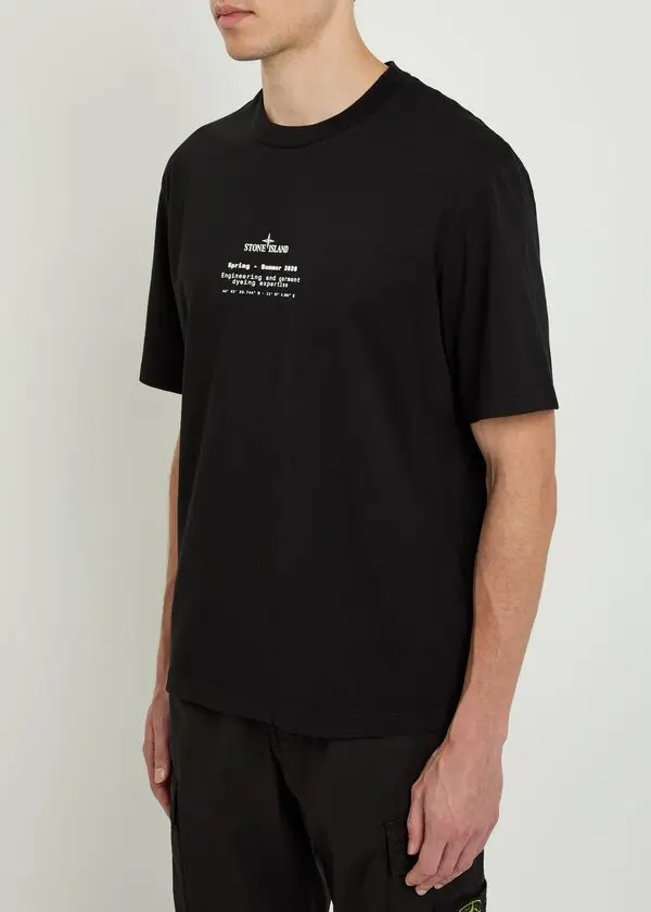 Stone Island Logo-print Cotton T-shirt - Black