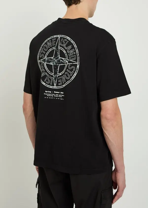 Stone Island Logo-print Cotton T-shirt - Black