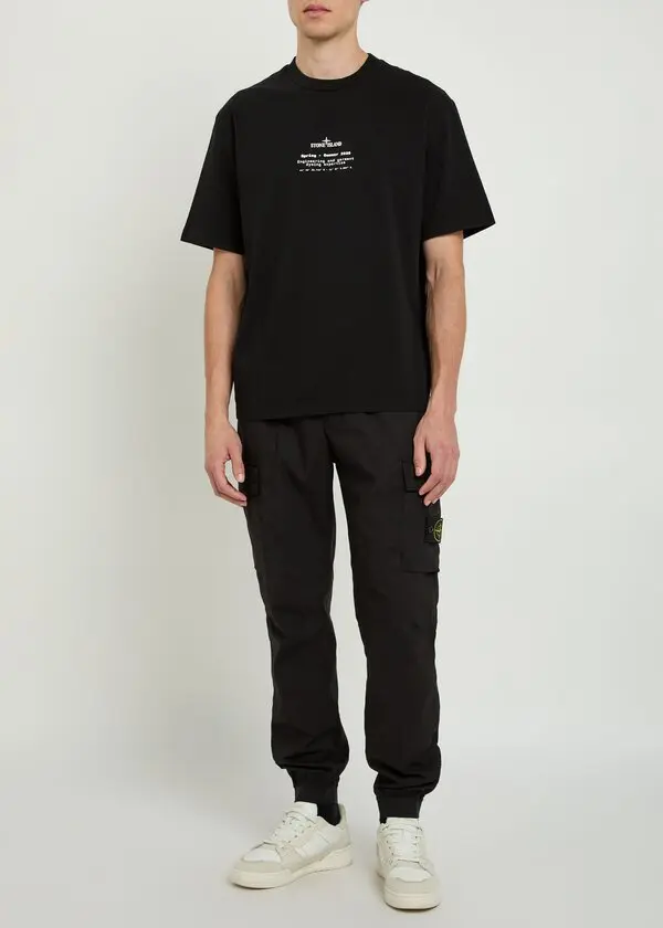 Stone Island Logo-print Cotton T-shirt - Black