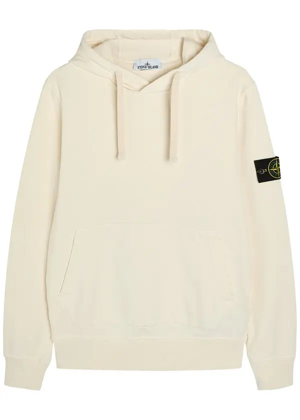 Stone Island Hooded Cotton Sweatshirt - Ivory