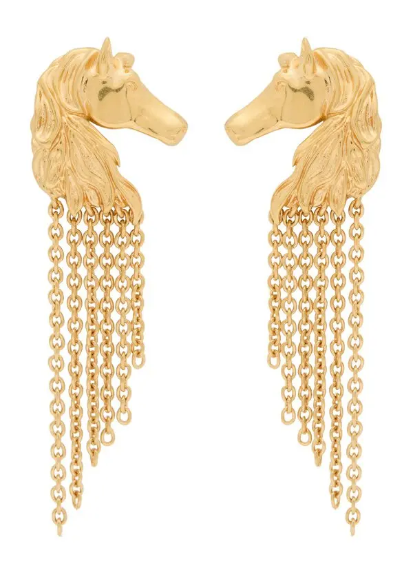 Chloé The Chain Horse Drop Earrings - Gold