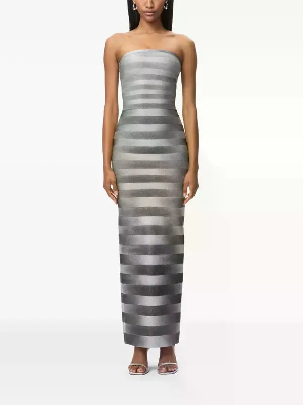 Herve Leger Striped Strapless Dress