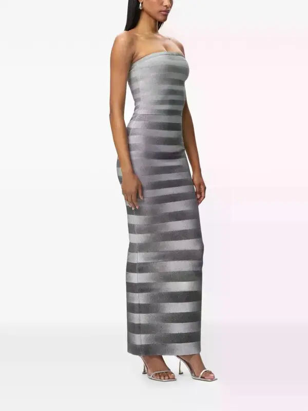Herve Leger Striped Strapless Dress