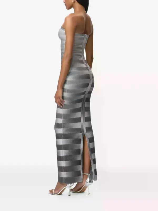 Herve Leger Striped Strapless Dress