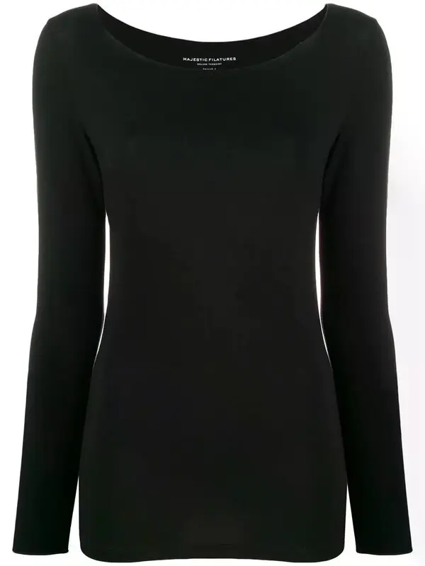 Majestic Filatures Boat Neck Top - Black