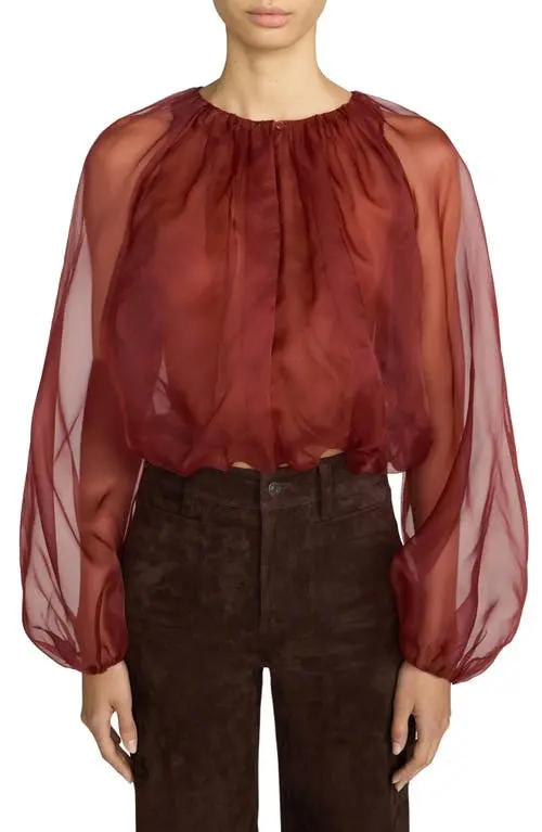 FRAME Sheer Silk Top - Paprika