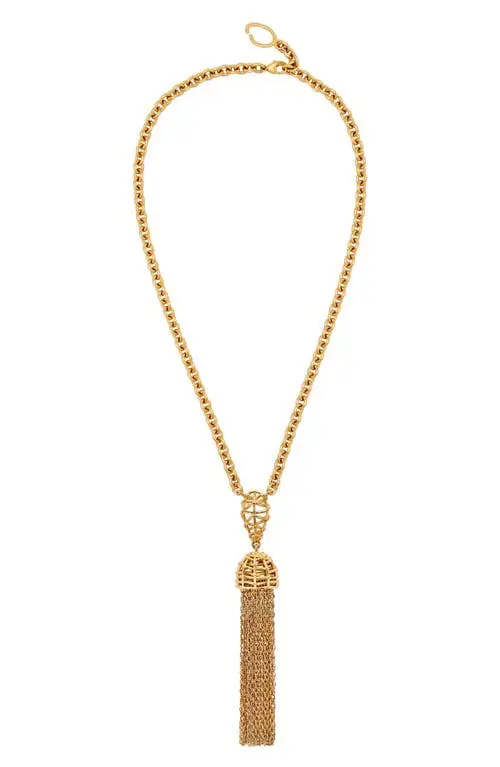 Oscar De La Renta Rattan Chandelier Pendant Necklace - Gold