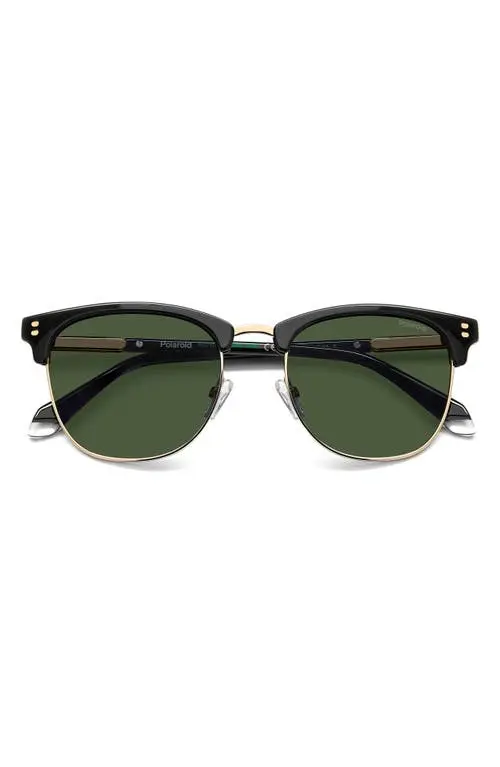 POLAROID 53mm Polarized Rectangular Sunglasses - Black Gold/green