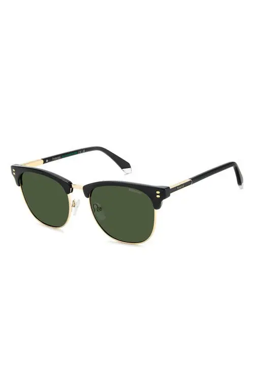 POLAROID 53mm Polarized Rectangular Sunglasses - Black Gold/green