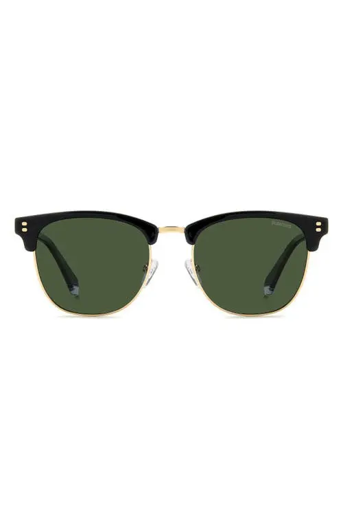 POLAROID 53mm Polarized Rectangular Sunglasses - Black Gold/green