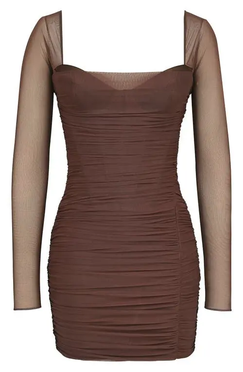 House Of Cb Anouk Long Sleeve Mesh Body-con Minidress